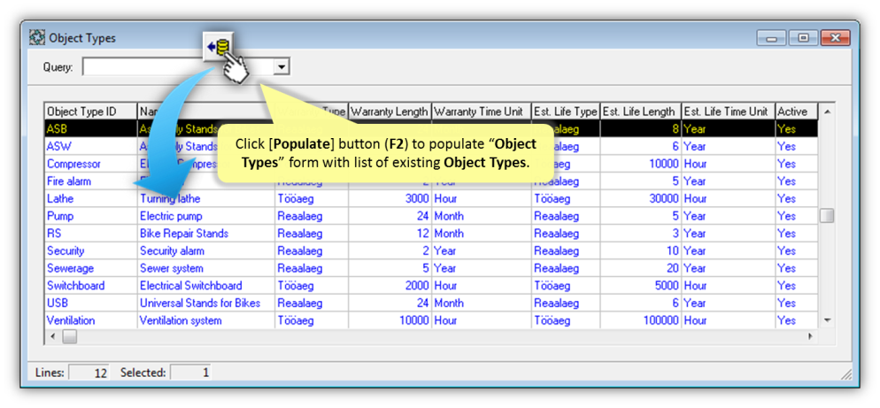 ProdMaster | How to review Object Types list